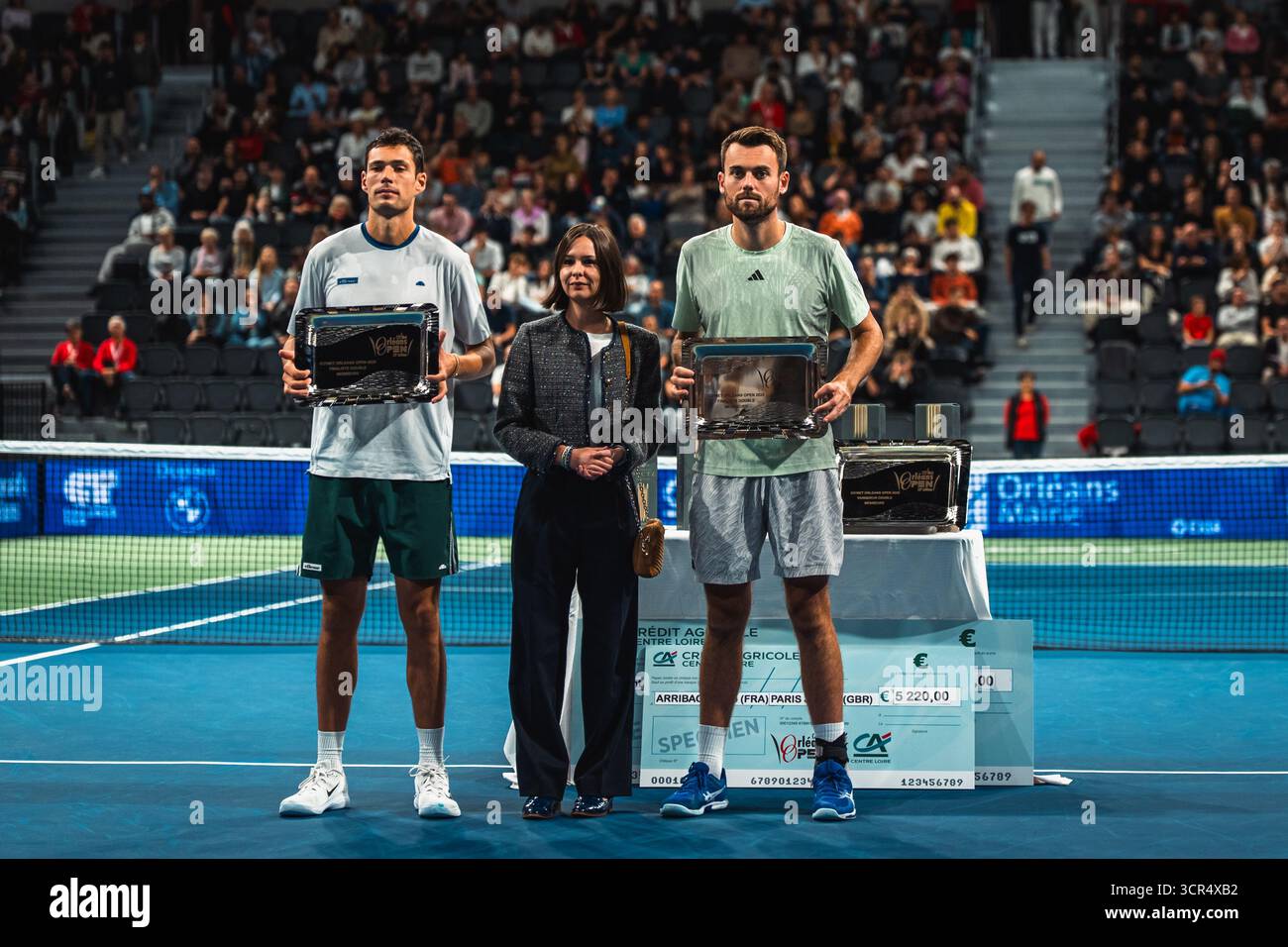 Theo Arribage (FRA) and Josh Paris (GBR) posing with the trophy during ...