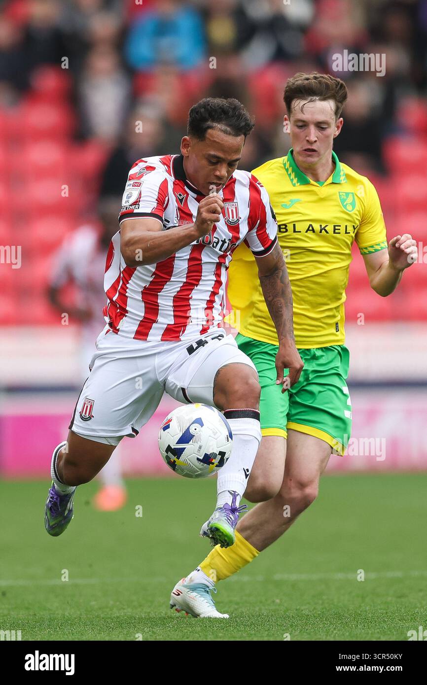 Stoke City's Million Manhoef and Norwich City's Kellen Fisher during ...