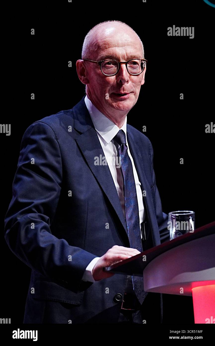 Work and Pensions Secretary Pat McFadden delivers a speech during the ...