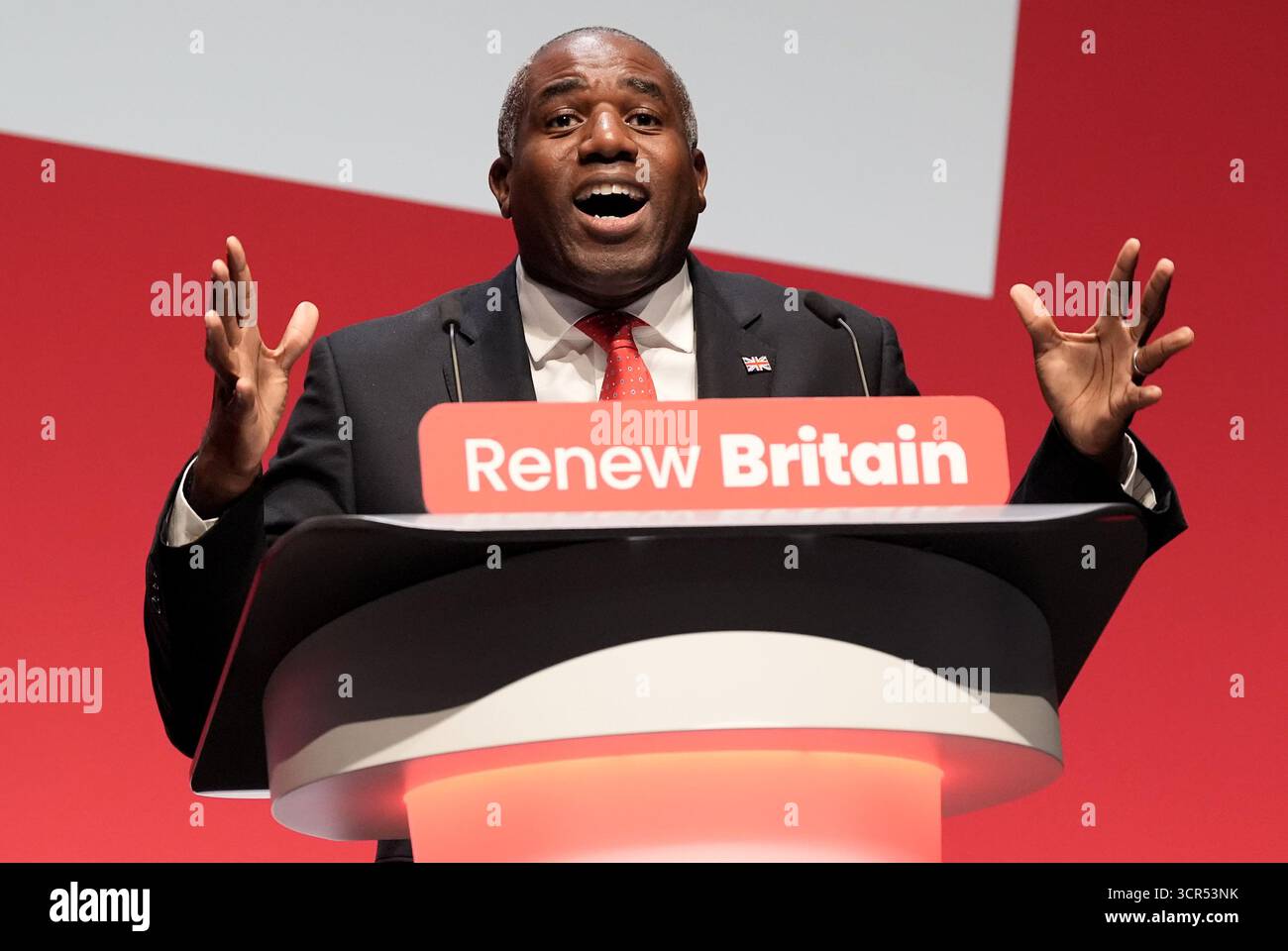 Deputy Prime Minister David Lammy speaking during the Labour Party ...