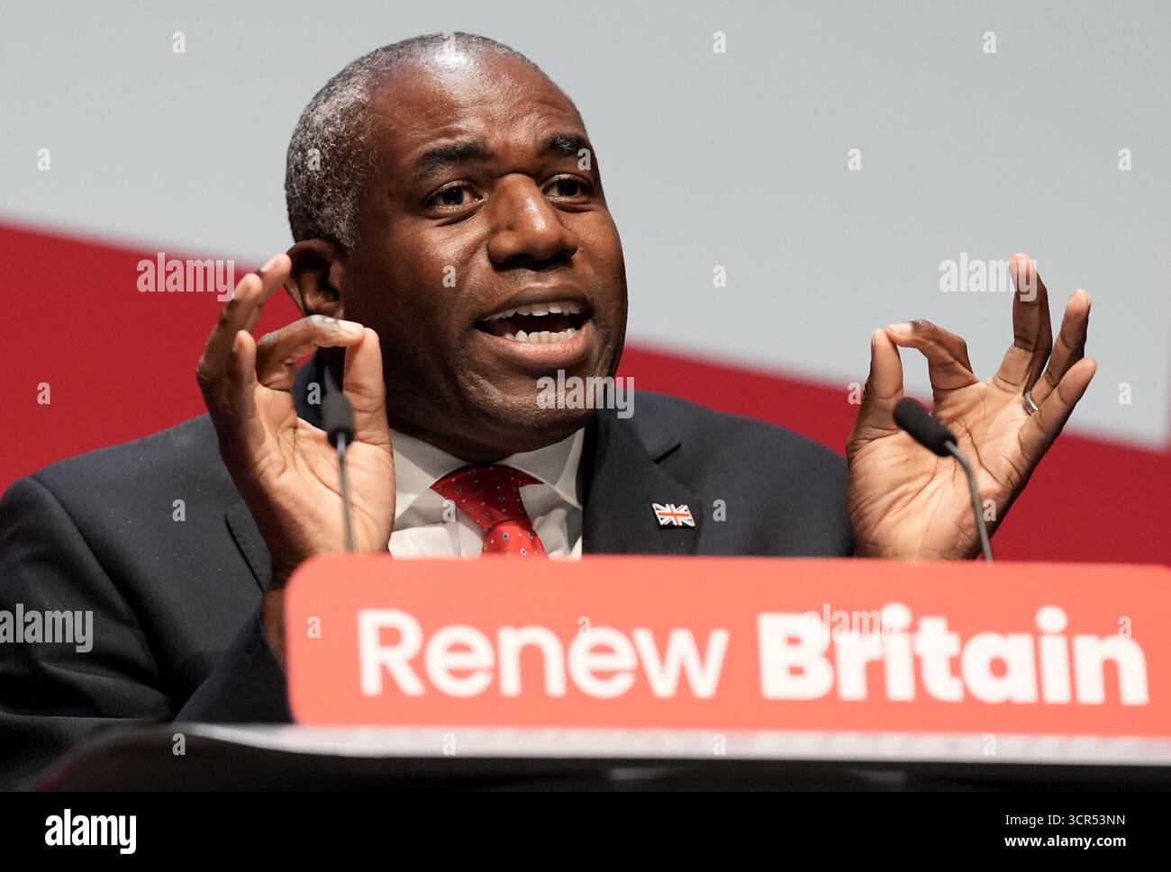 Deputy Prime Minister David Lammy speaking during the Labour Party ...