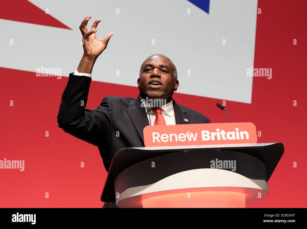 Deputy Prime Minister David Lammy speaking during the Labour Party ...