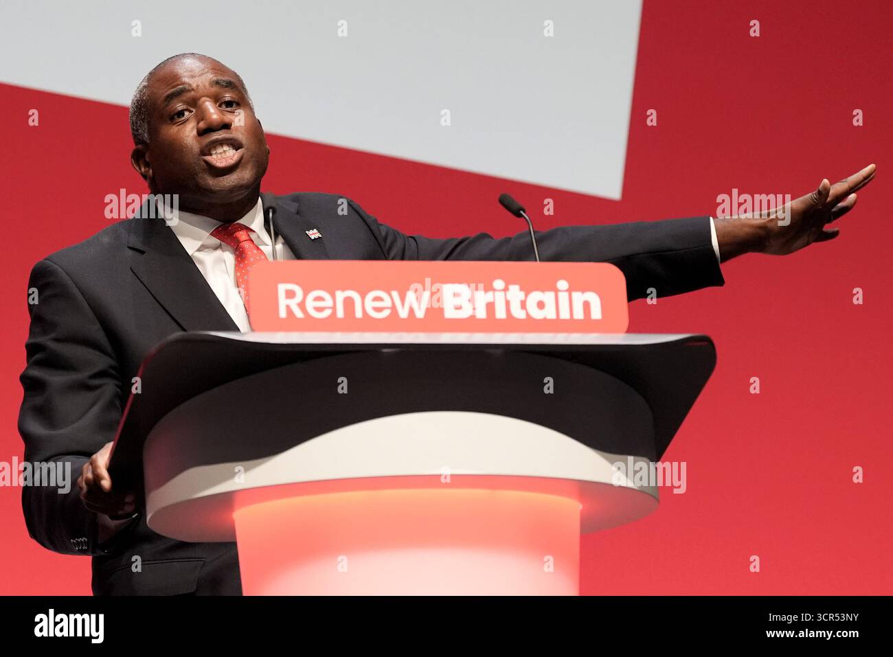 Deputy Prime Minister David Lammy speaking during the Labour Party ...