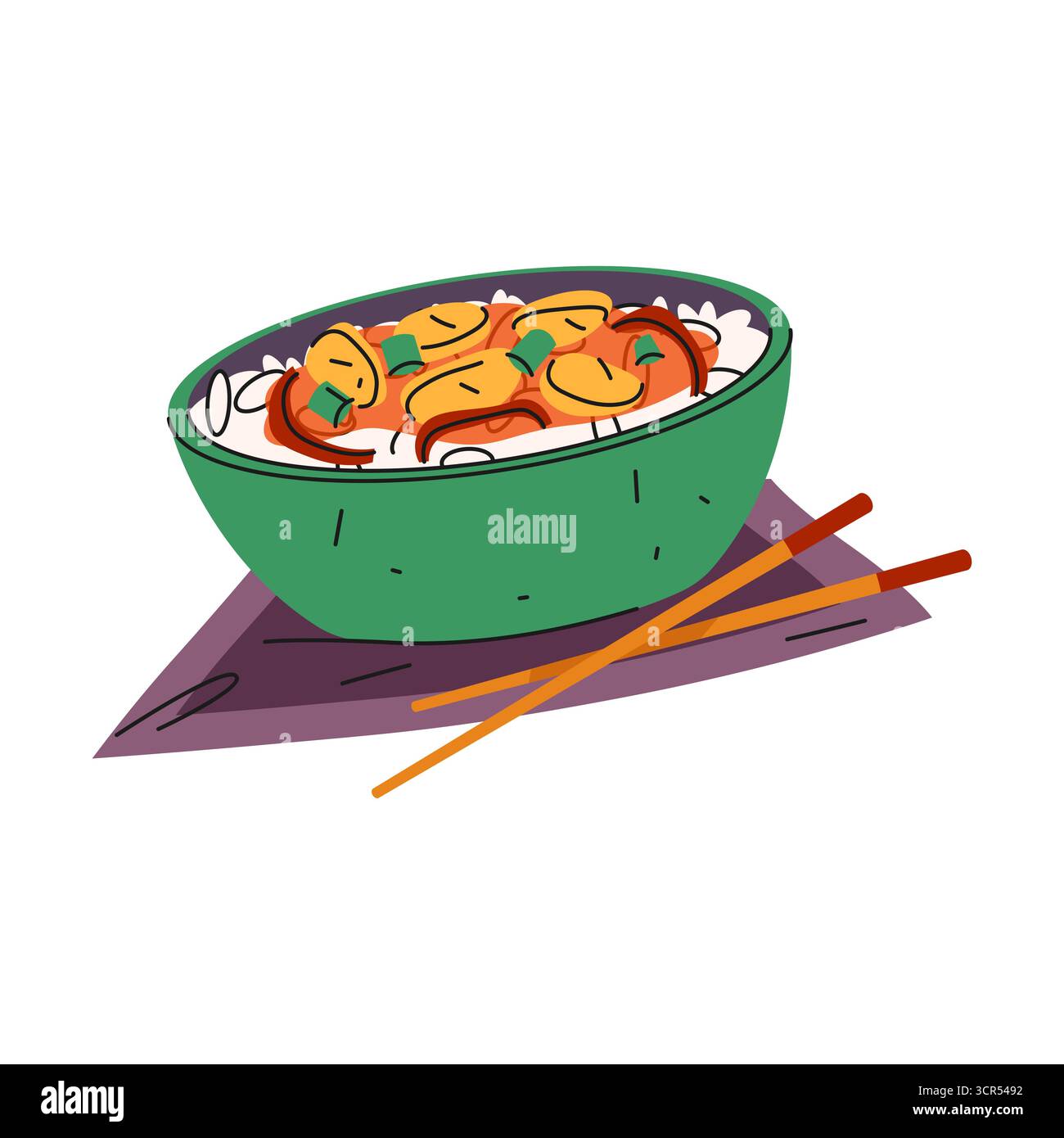 Chinese food bowl fried Stock Vector Images - Alamy