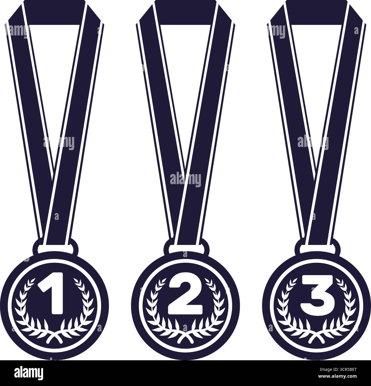 Winners medals on ribbon. Competition victory trophy. Nominee number ...