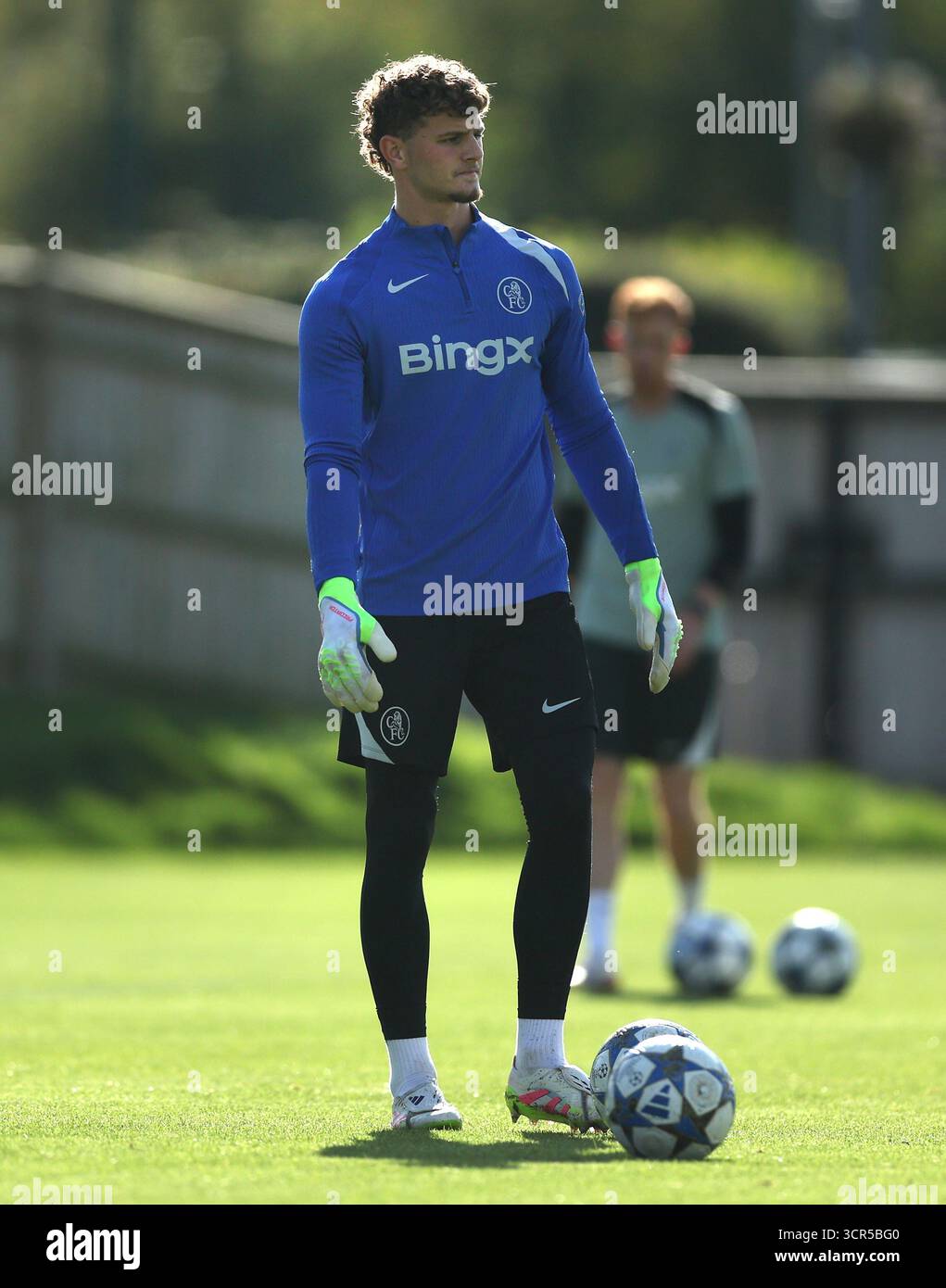 Chelsea goalkeeper Max Merrick during a training session at Cobham ...