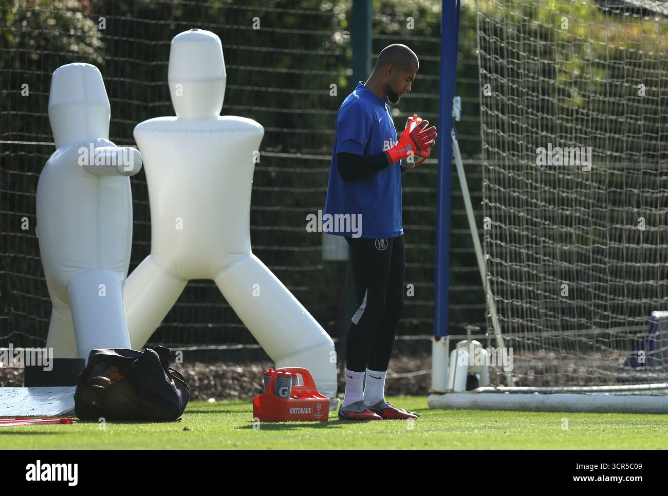 Chelsea goalkeeper Robert Sanchez during a training session at Cobham ...