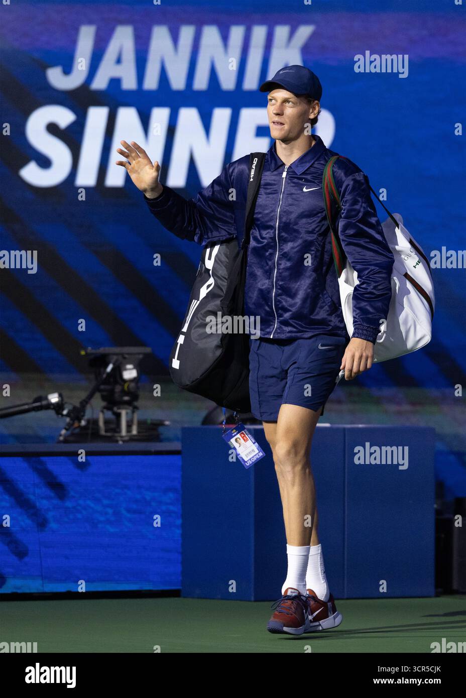 Italian tennis player Jannik Sinner (ITA) walks onto court prior to his ...