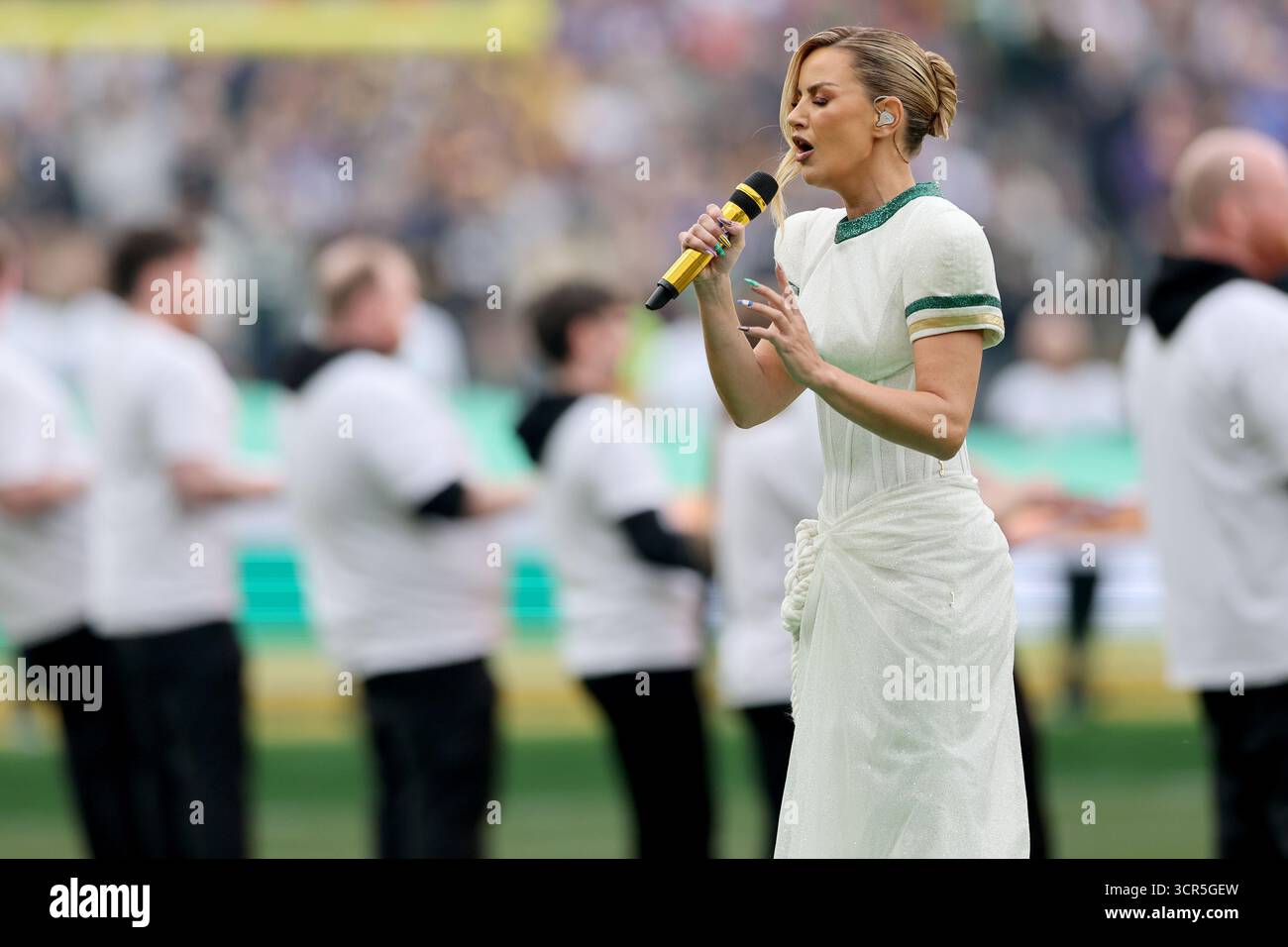 Lyra sings the Irish national anthem before an NFL football game at ...