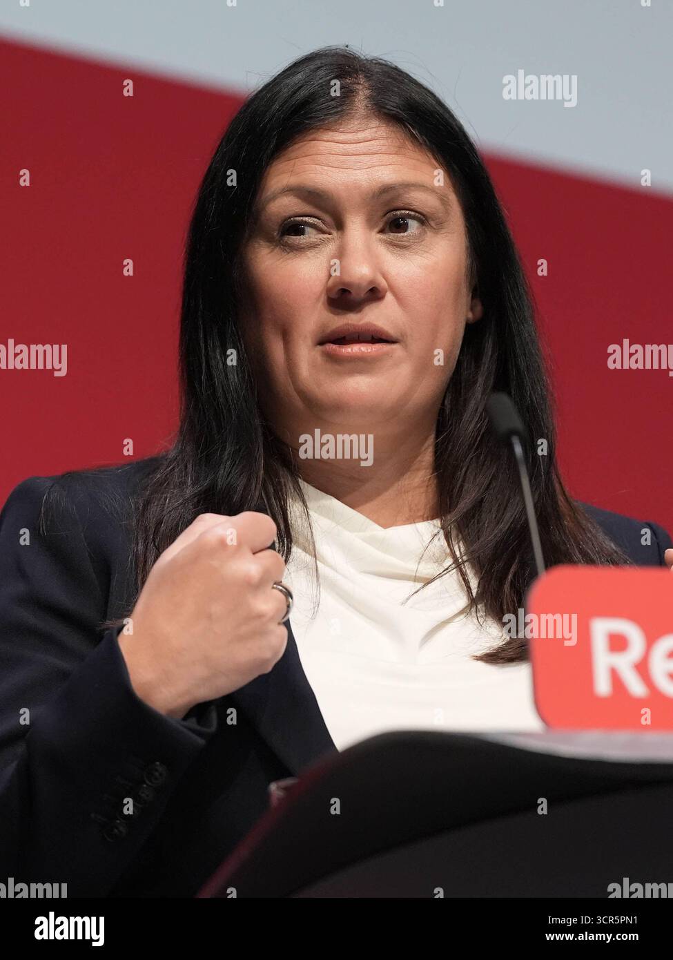 Culture Secretary Lisa Nandy delivers a speech during the Labour Party ...