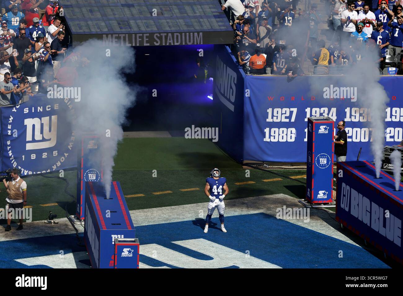 New York Giants running back Cam Skattebo (44) takes the field during ...