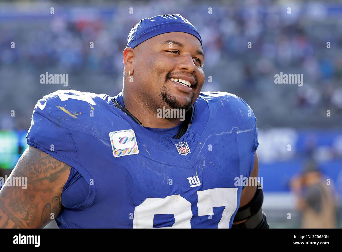 New York Giants defensive tackle Dexter Lawrence (97) runs off the ...