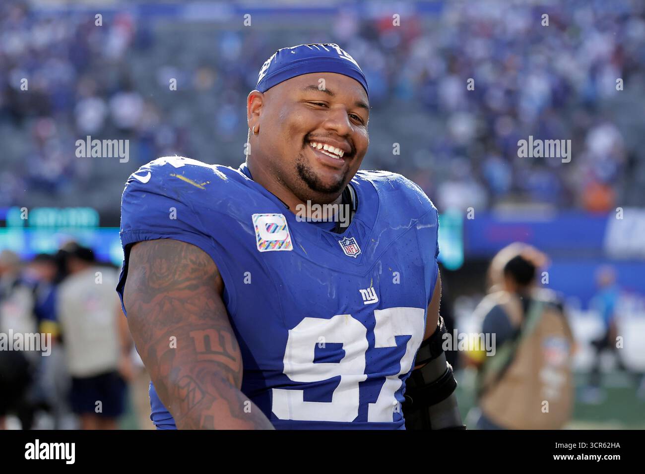 New York Giants defensive tackle Dexter Lawrence (97) runs off the ...