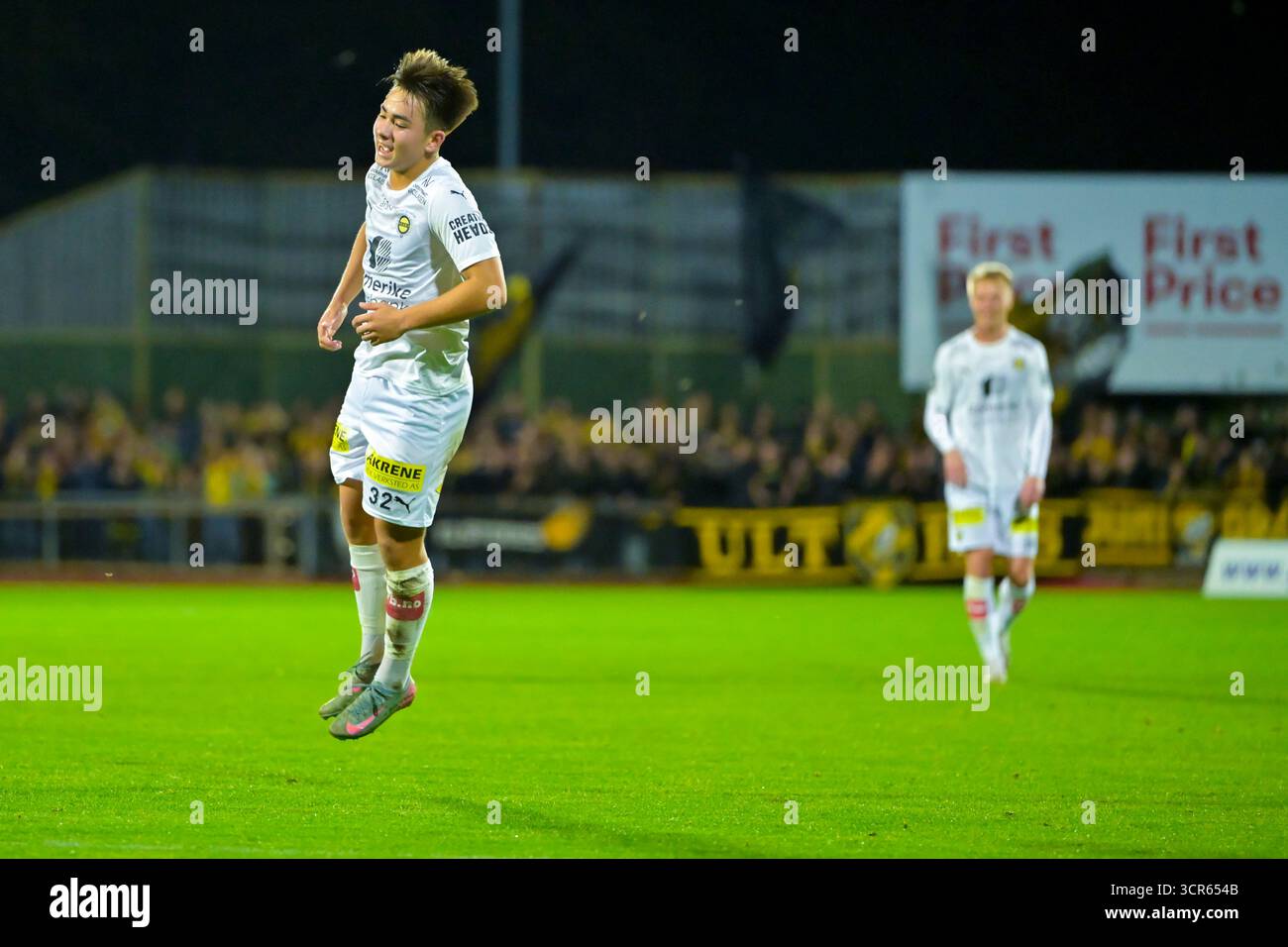 Moss 20250929. Lillestrøm's Harald Woxen scores in the 1st division ...