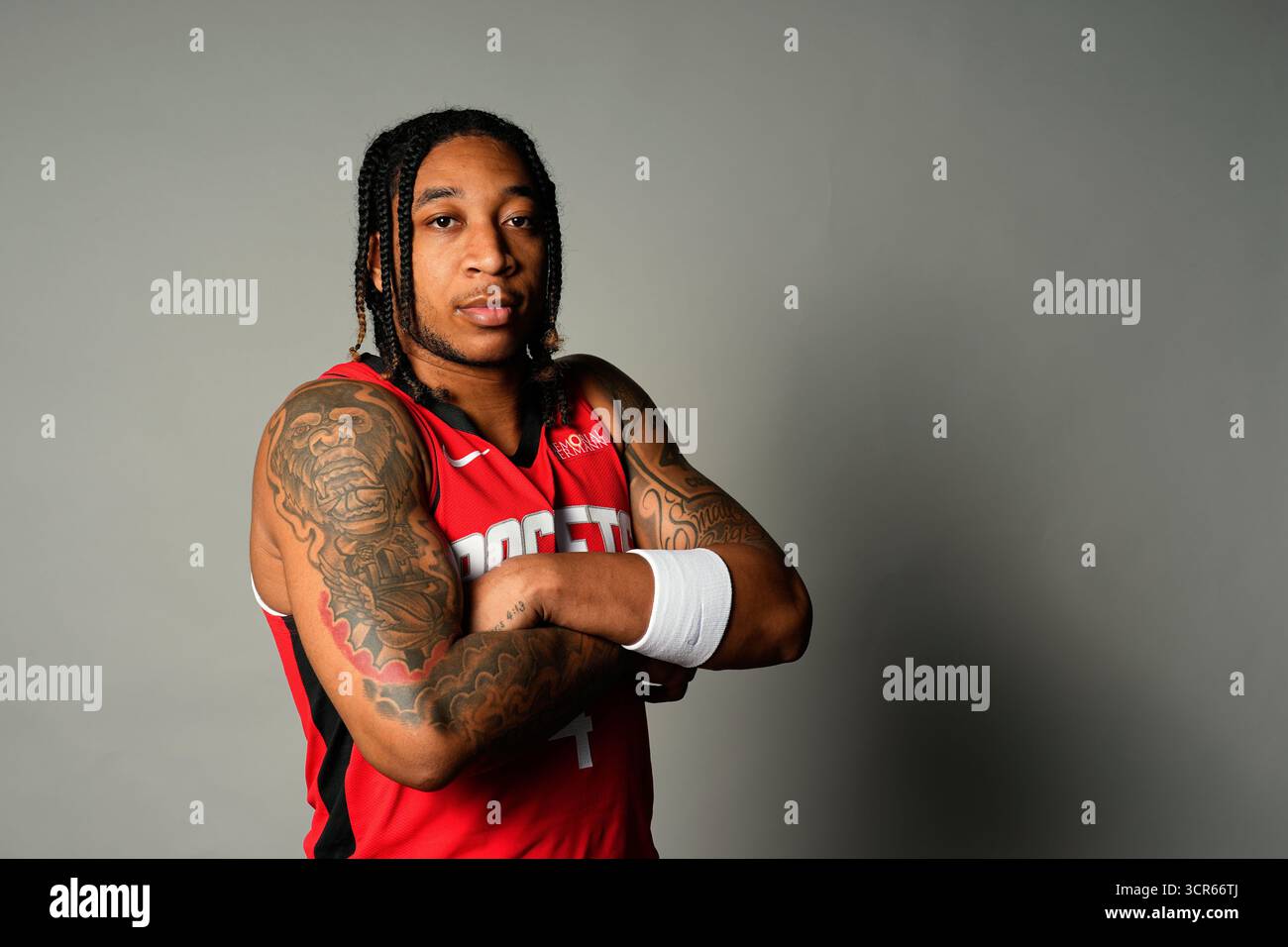 Houston Rockets' JD Davison poses for a photograph during an NBA ...