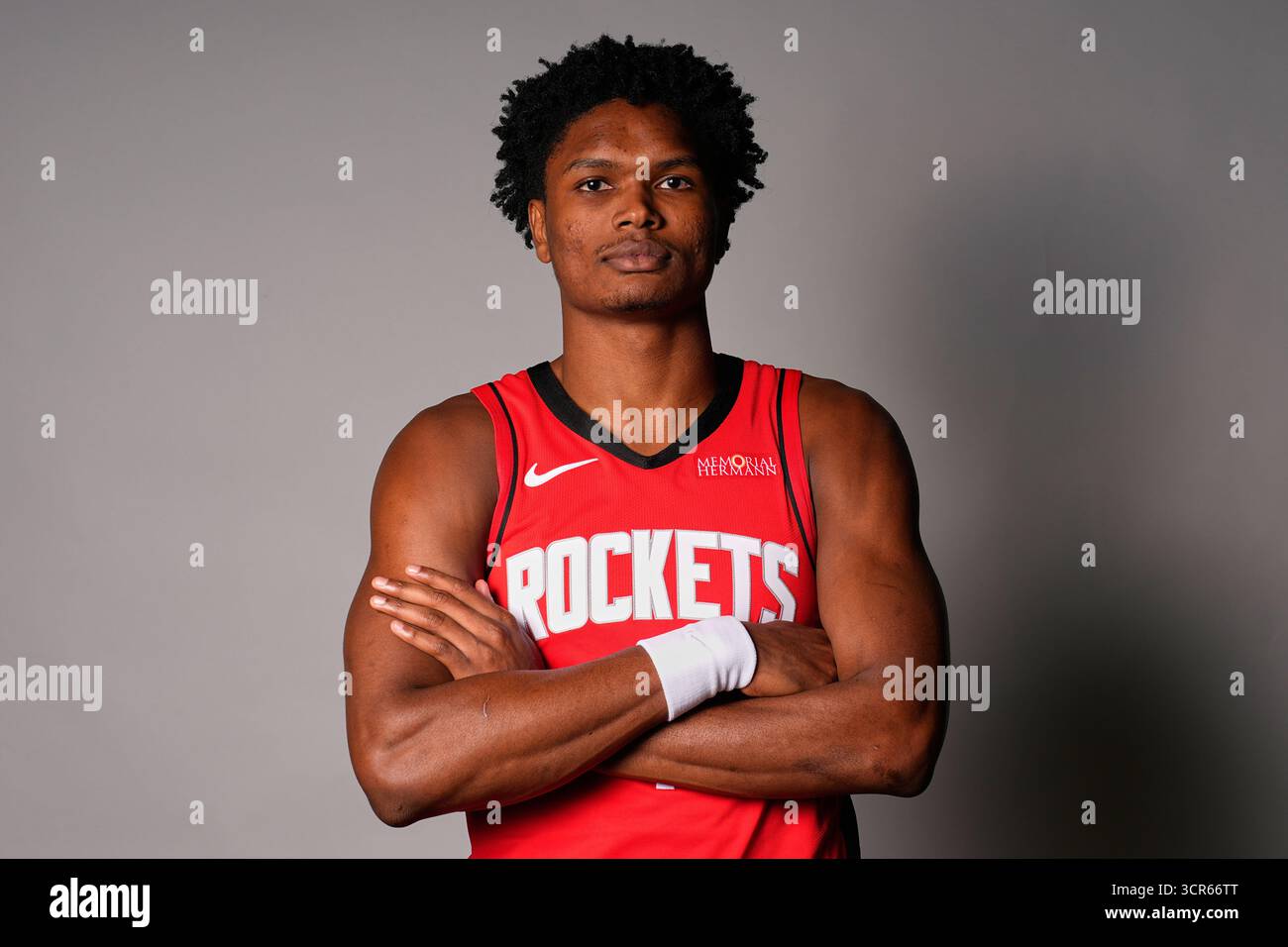 Houston Rockets' Amen Thompson poses for a photograph during an NBA ...