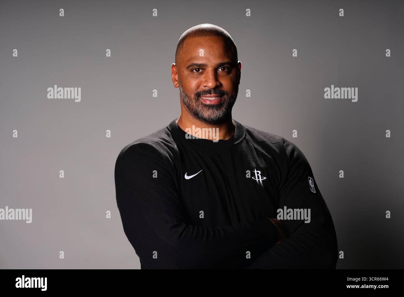 Houston Rockets coach Ime Udoka poses for a photograph during an NBA ...