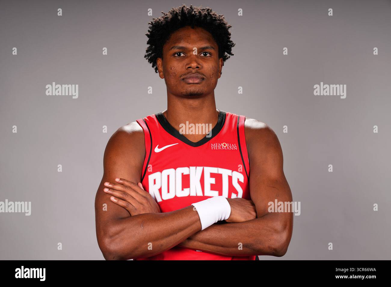 Houston Rockets' Amen Thompson poses for a photograph during an NBA ...