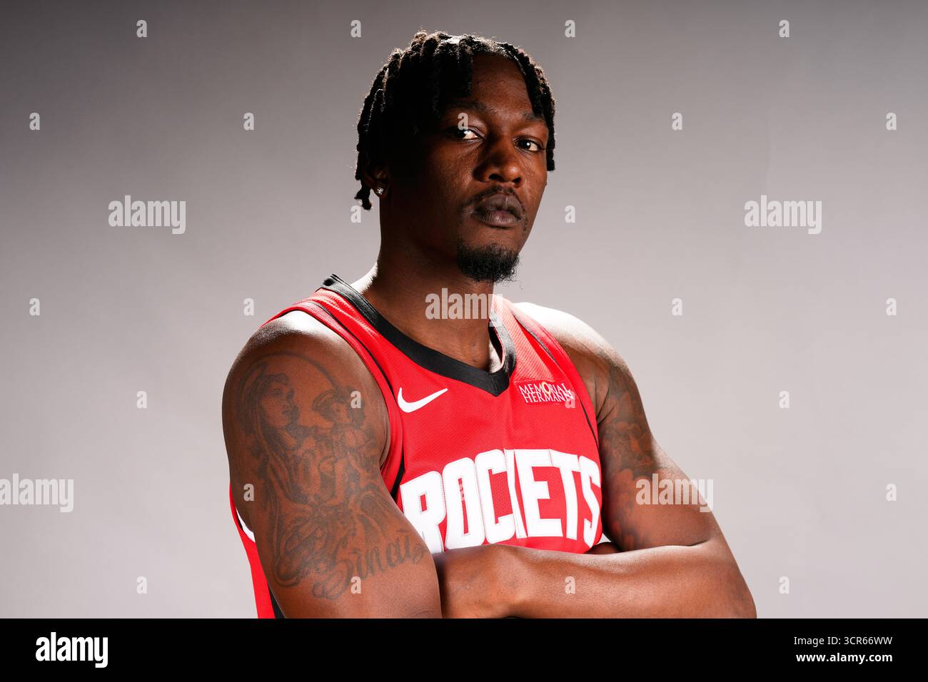 Houston Rockets' Dorian Finney-Smith poses for a photograph during an NBA basketball media day ...