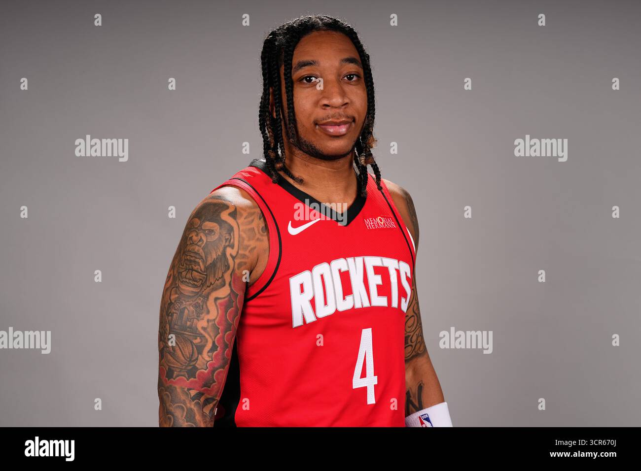 Houston Rockets' JD Davison poses for a photograph during an NBA ...