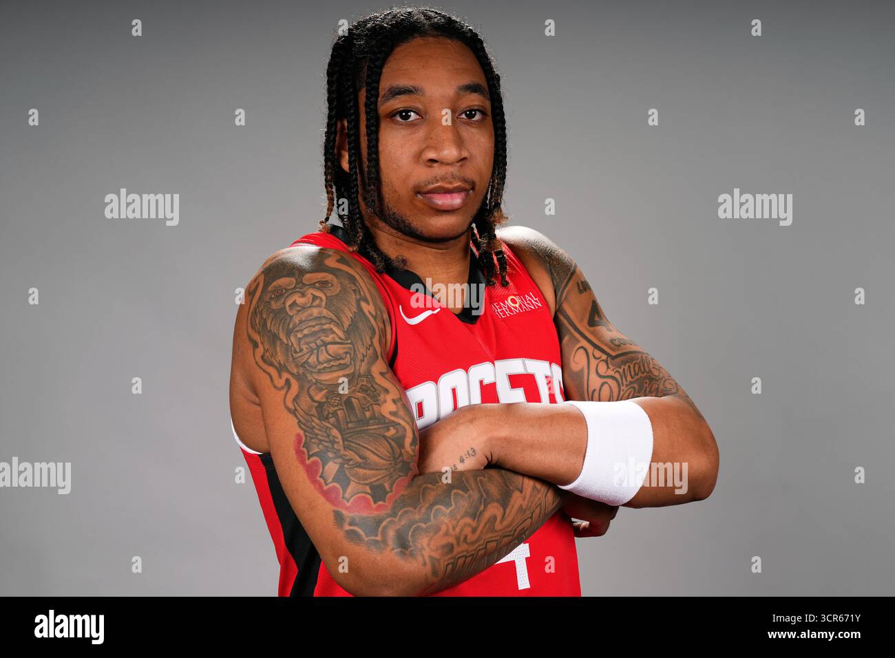 Houston Rockets' JD Davison poses for a photograph during an NBA ...
