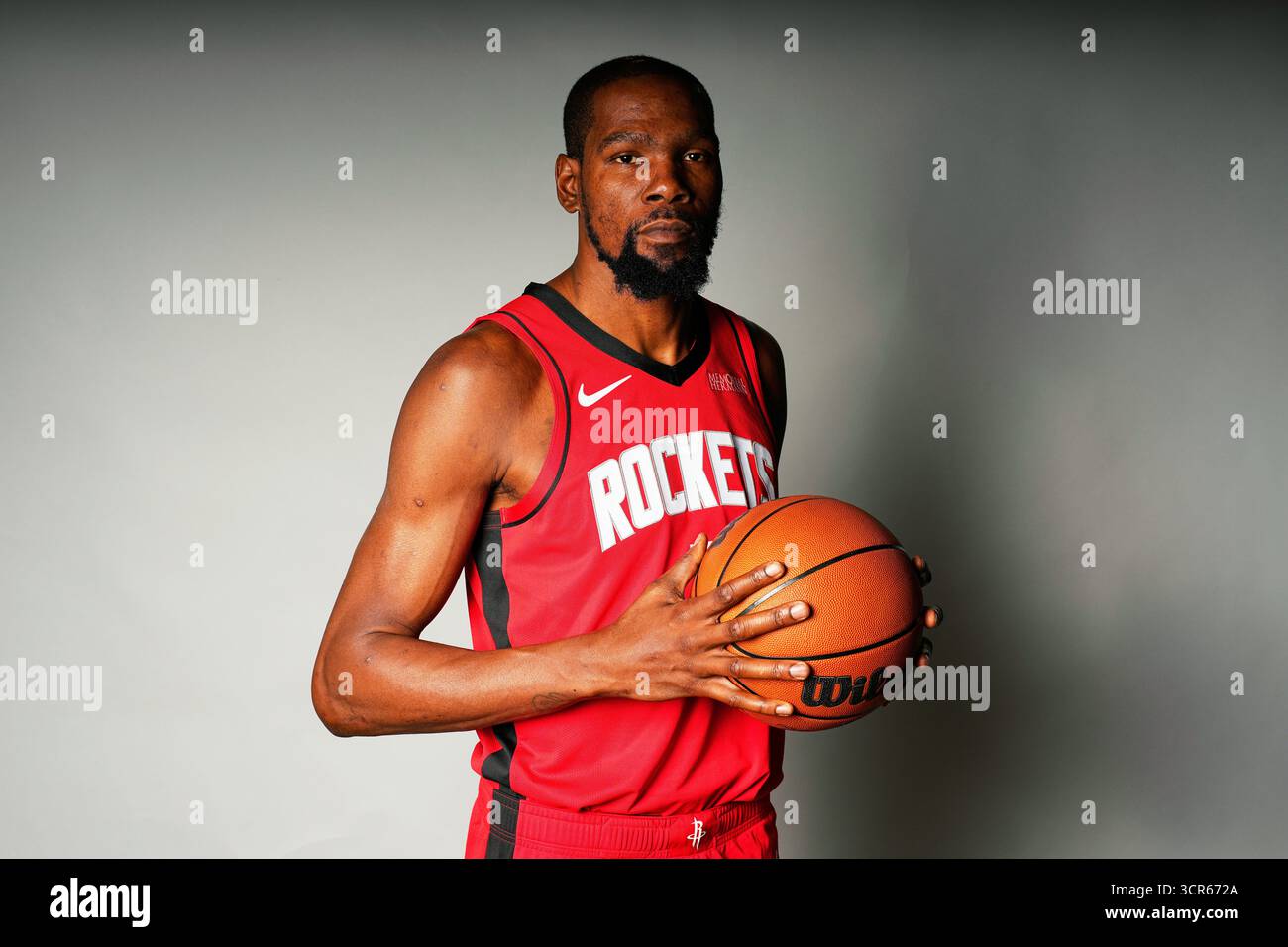 Houston Rockets' Kevin Durant poses for a photograph during an NBA ...