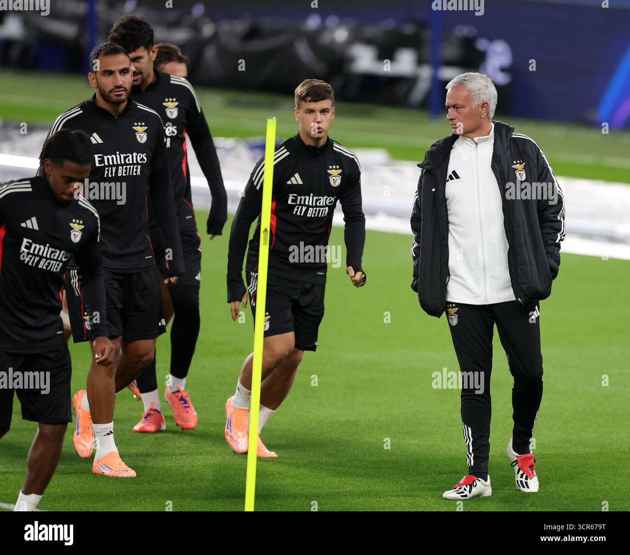 Benfica manager Jose Mourinho during a training session at Stamford ...