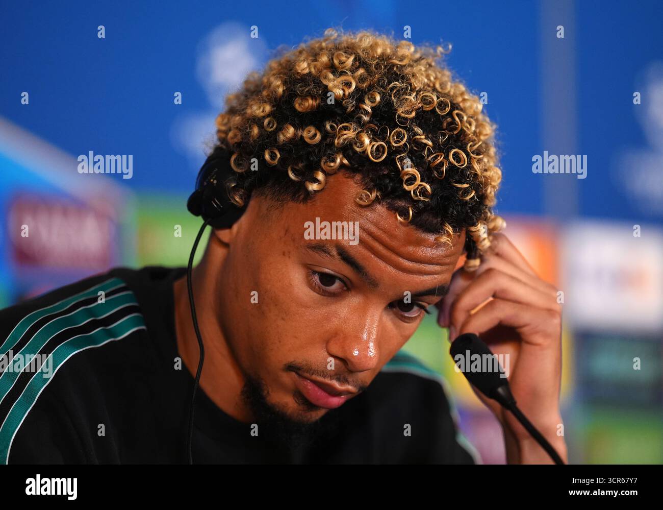 Liverpool's Hugo Ekitike during a press conference at the RAMS Park ...