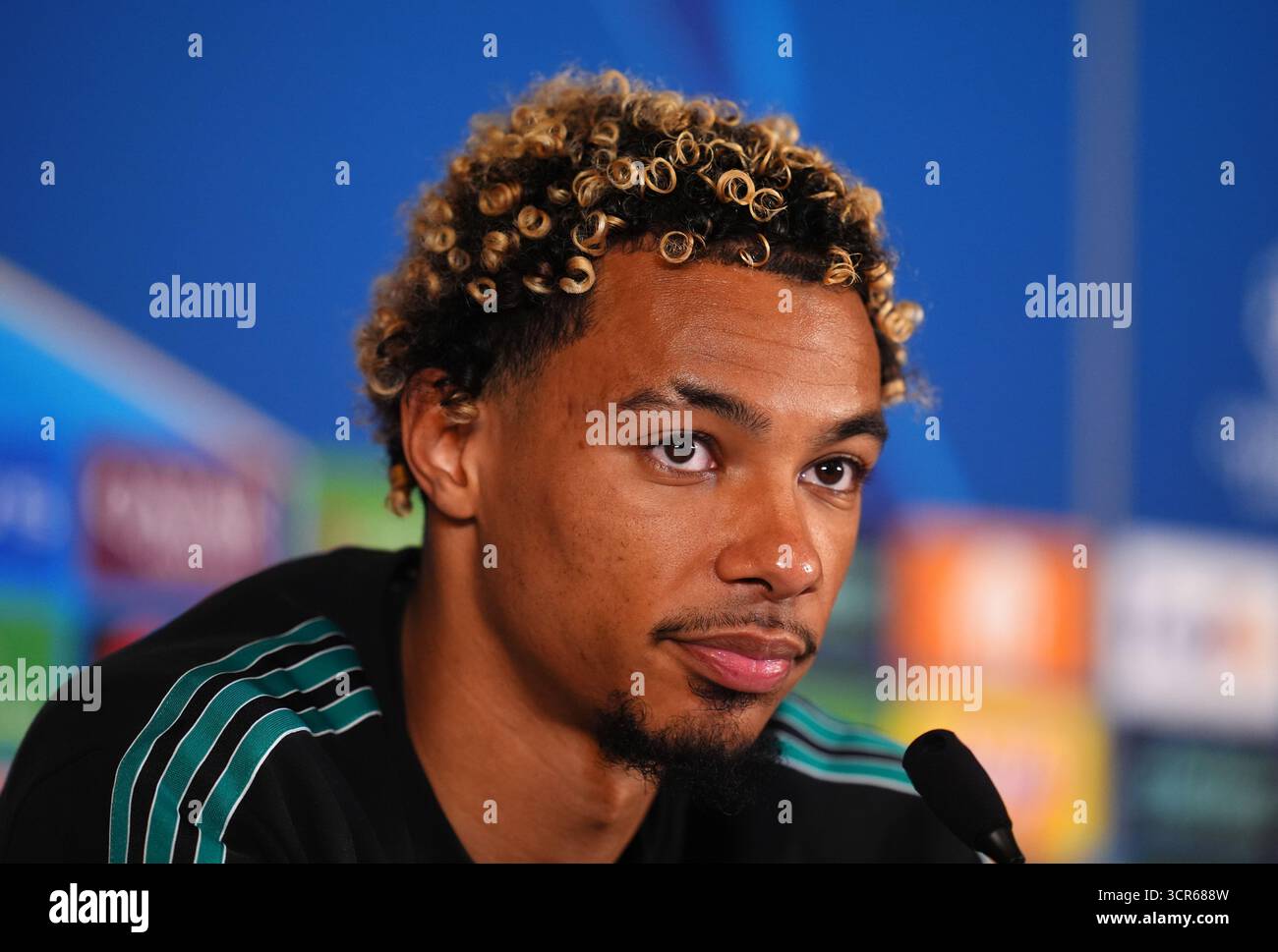 Liverpool's Hugo Ekitike during a press conference at the RAMS Park ...