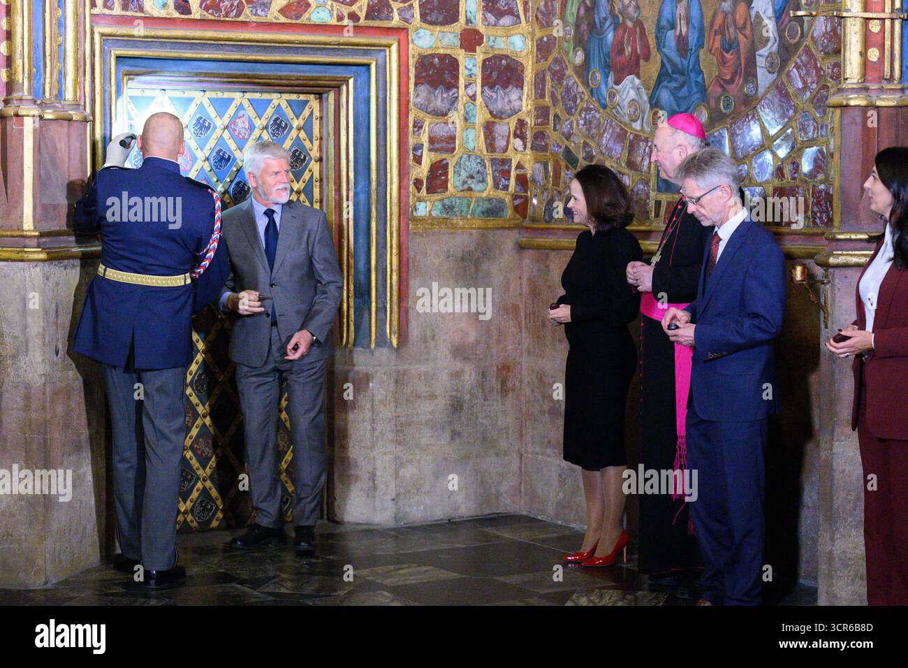 Placing the crown jewels back in the Crown Chamber in St Vitus ...