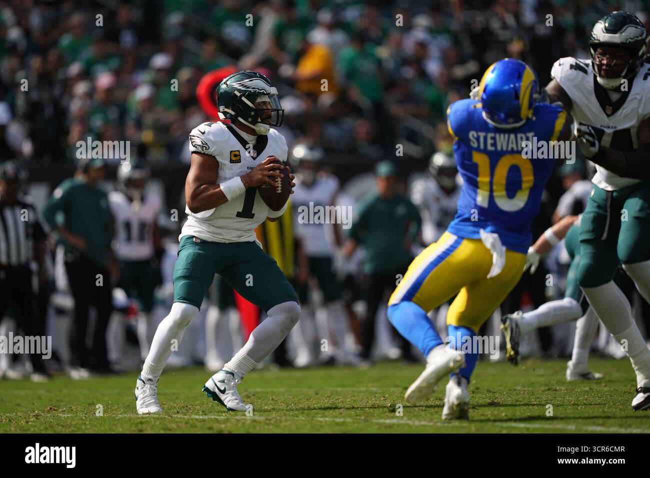 Philadelphia Eagles quarterback Jalen Hurts in action during an NFL ...