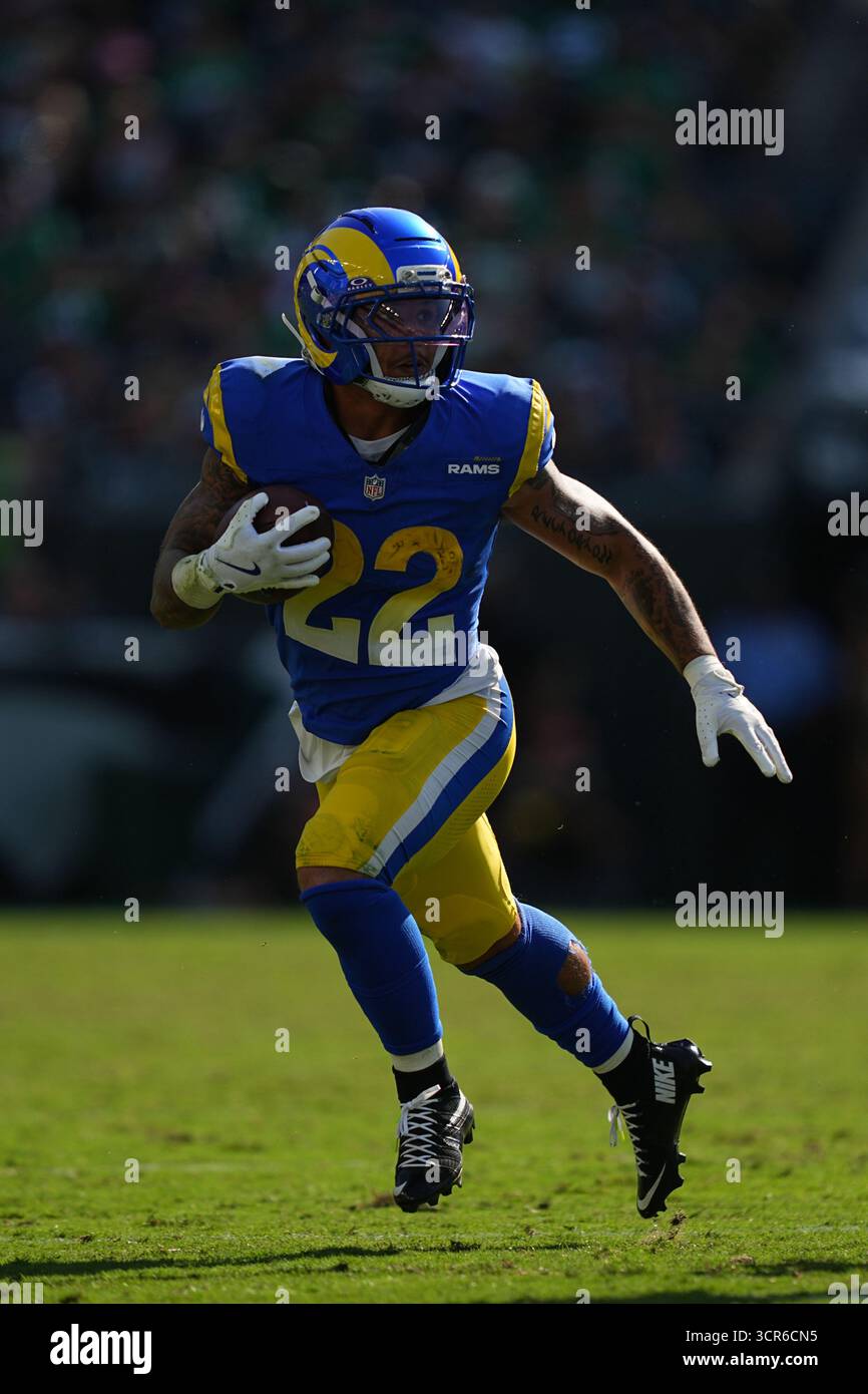 Los Angeles Rams' Blake Corum in action during an NFL football game in Philadelphia, Sunday ...