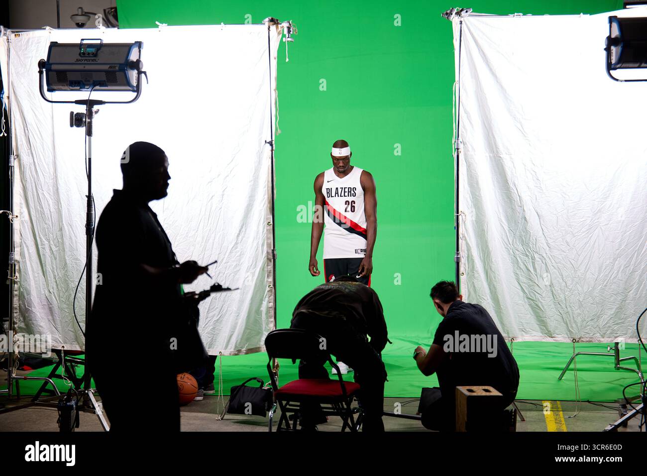 Portland Trail Blazers center Duop Reath poses for photos during the ...