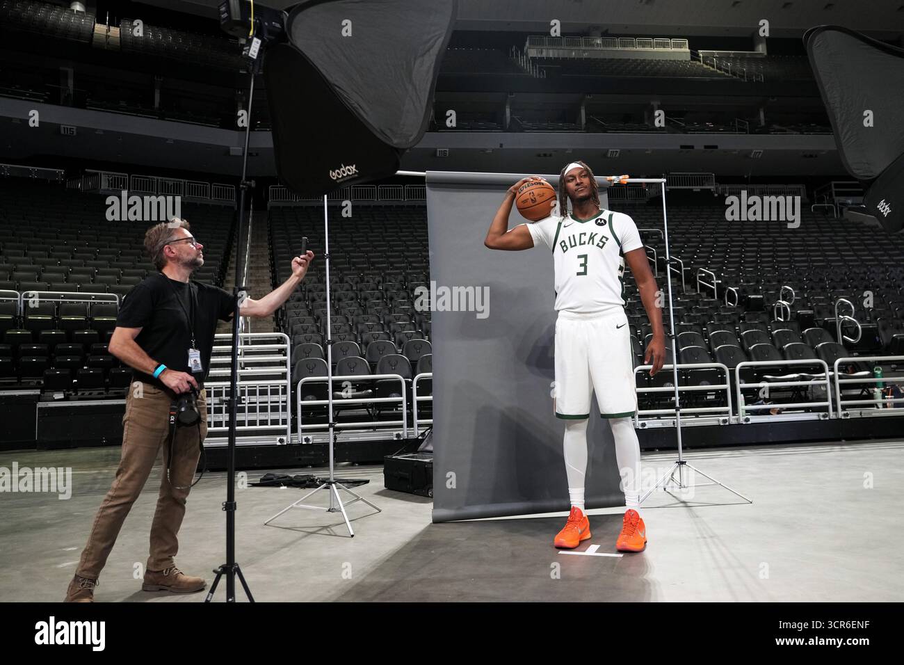 Milwaukee Bucks Myles Turner poses with his assistant coaches for a ...