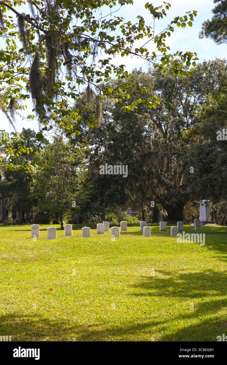 Graves of British Soldiers are seen at the Fort King George State ...
