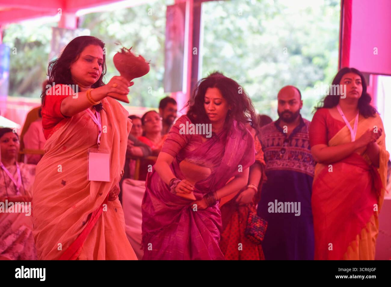 GURUGRAM, INDIA - SEPTEMBER 29: Devotees perform dhunuchi dance offers ...