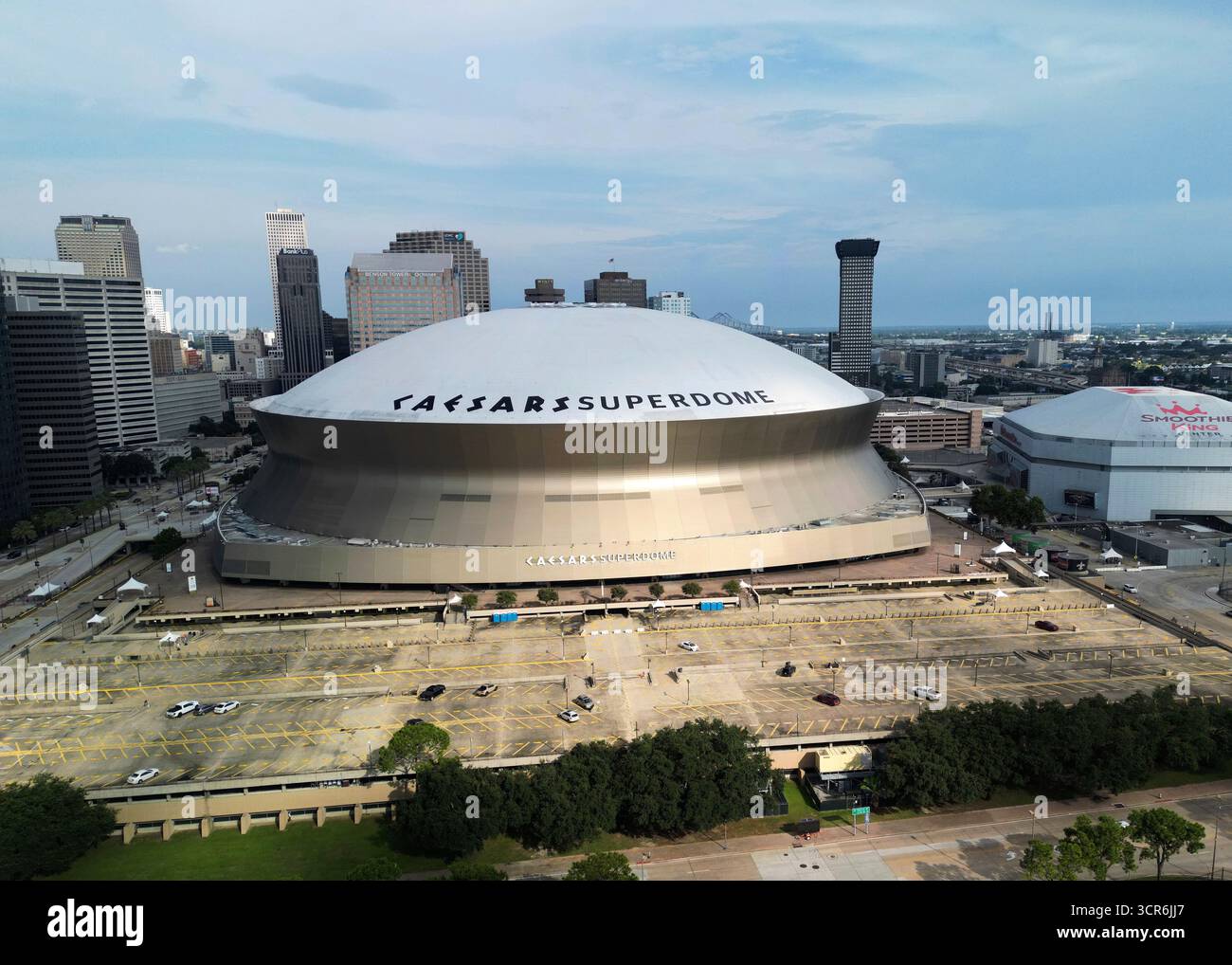 FILE - An aerial overall exterior general view of Caesars Superdome and ...