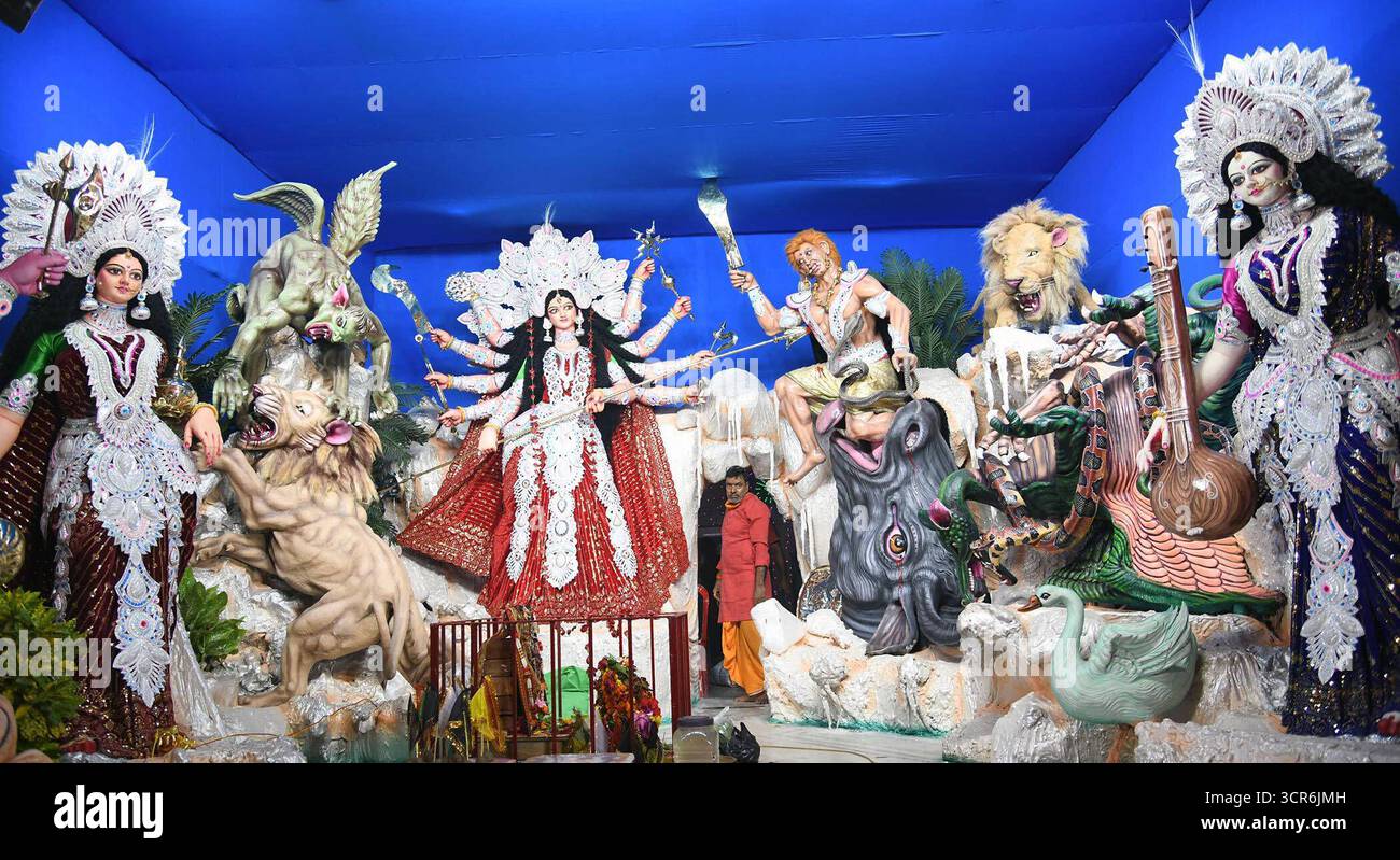 PATNA, INDIA - SEPTEMBER 29: Idol of Goddess Durga during Durga Puja ...