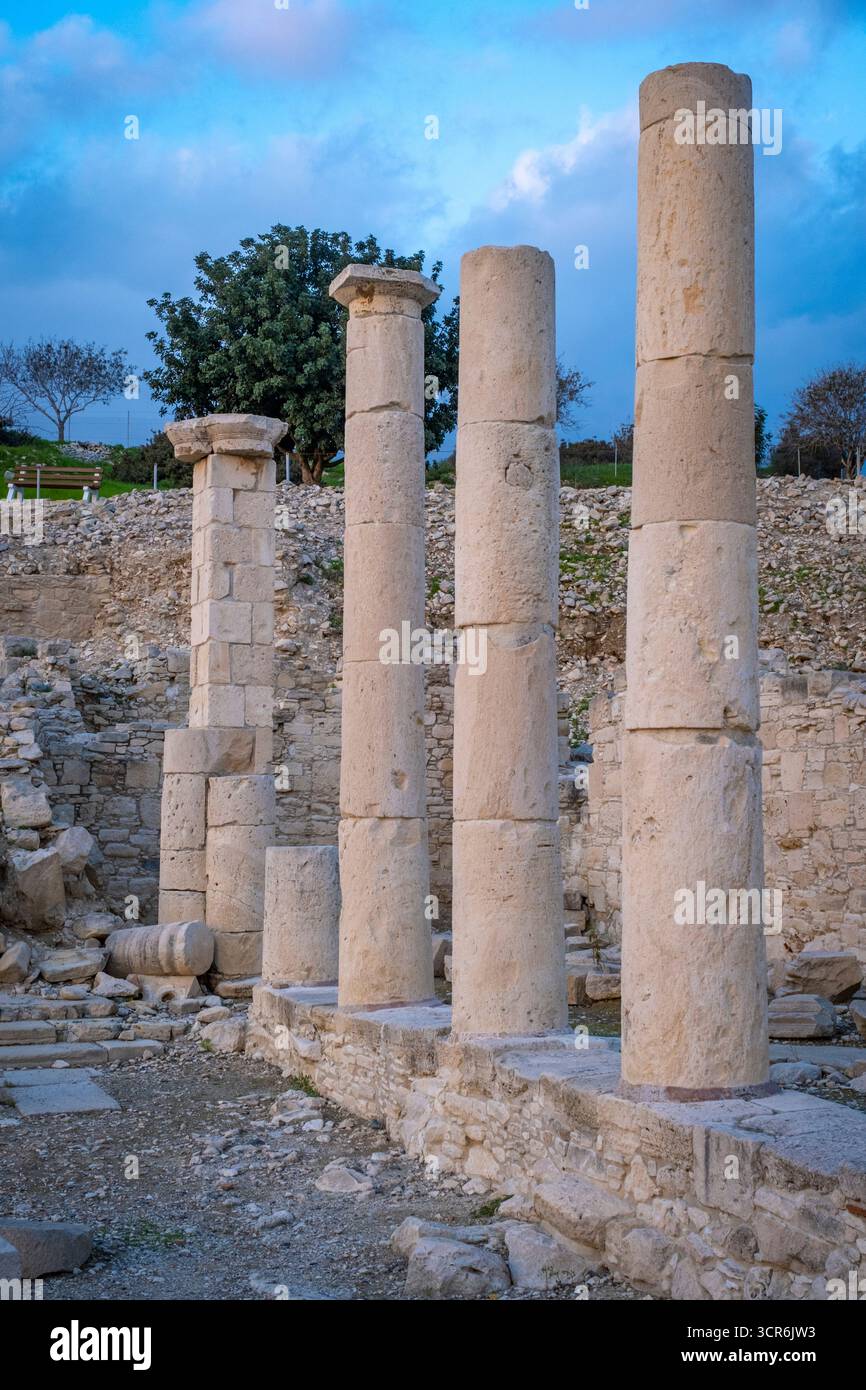 visiting a very interesting historical part of Cyprus with pillars ...