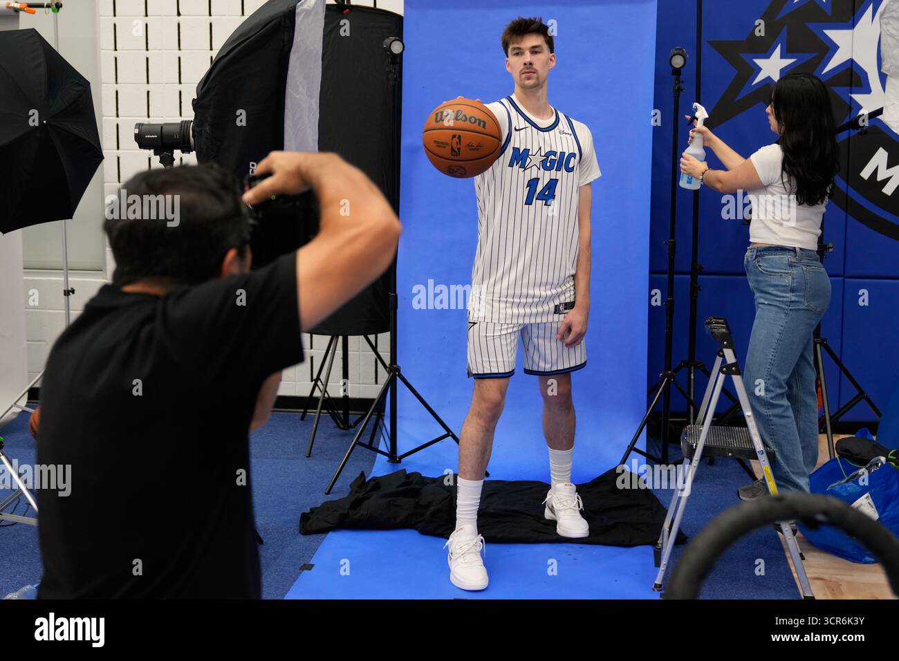Orlando Magic center Colin Castleton poses for photos during the NBA ...