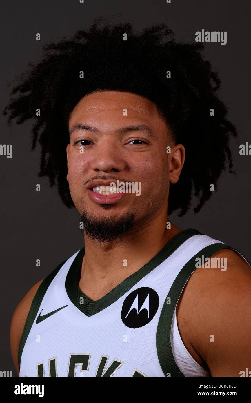 Milwaukee Bucks' Mark Sears poses for a photo during the team's NBA ...