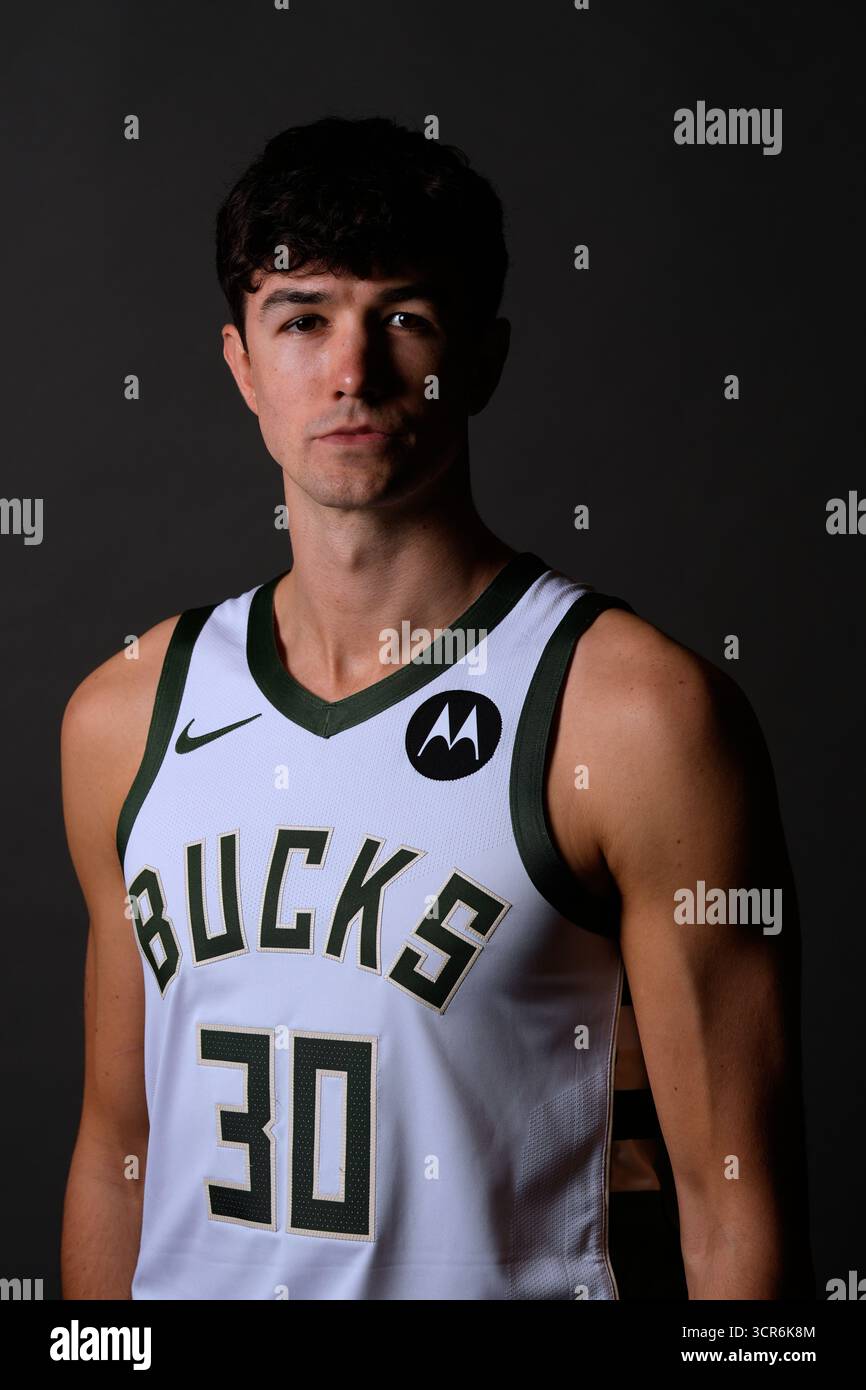 Milwaukee Bucks' Cormac Ryan poses for a photo during the team's NBA ...