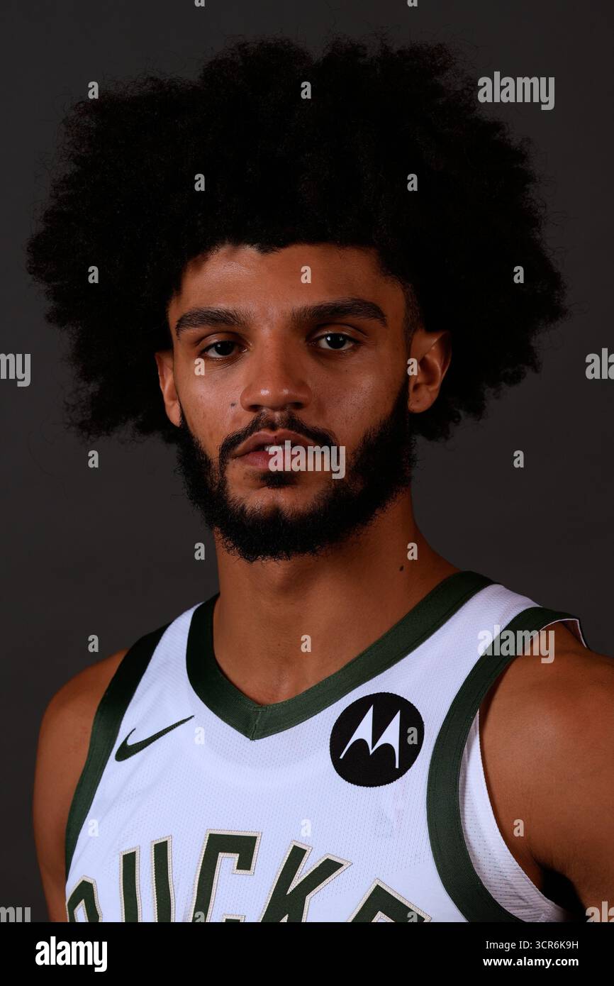 Milwaukee Bucks' Andre Jackson Jr. poses for a photo during the team's ...