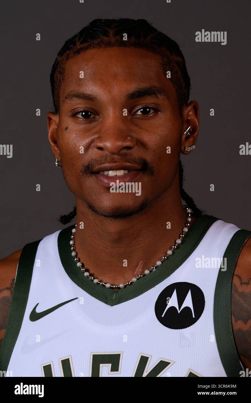 Milwaukee Bucks' Kevin Porter Jr. poses for a photo during the team's ...