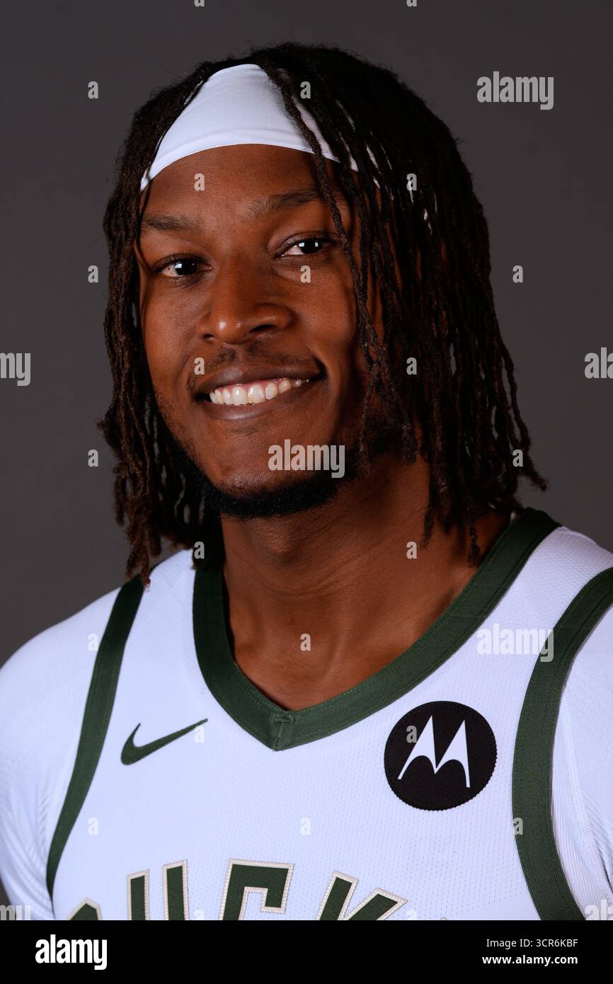 Milwaukee Bucks' Myles Turner poses for a photo during the team's NBA ...