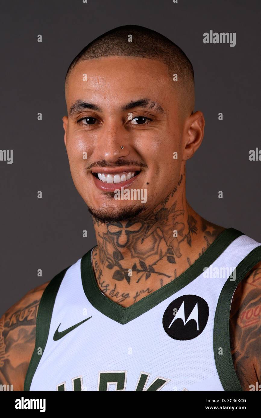Milwaukee Bucks' Kyle Kuzma poses for a photo during the team's NBA ...