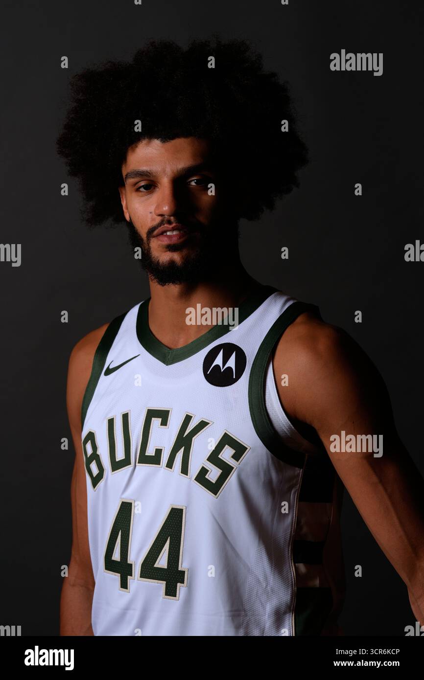 Milwaukee Bucks' Andre Jackson Jr. poses for a photo during the team's ...