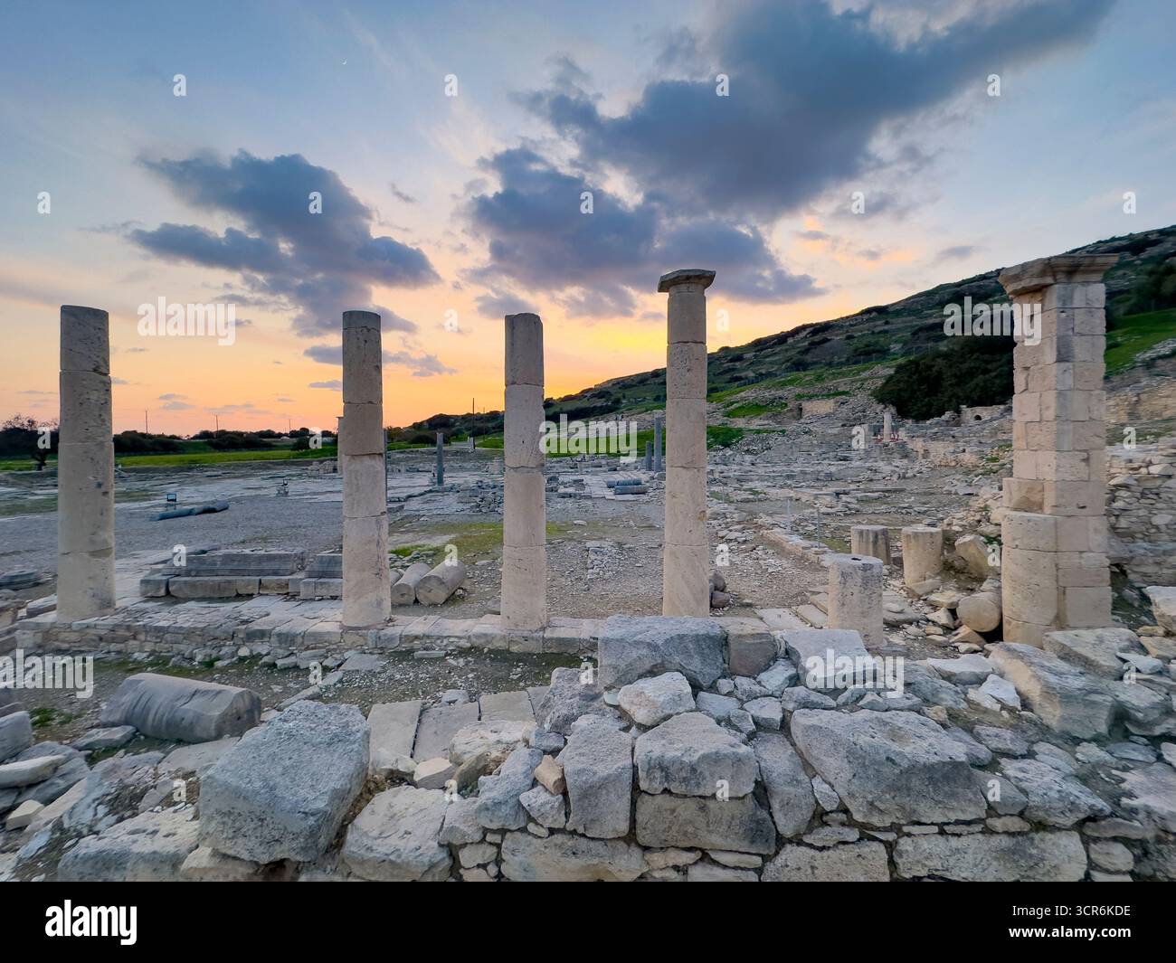 visiting a very interesting historical part of Cyprus with pillars ...