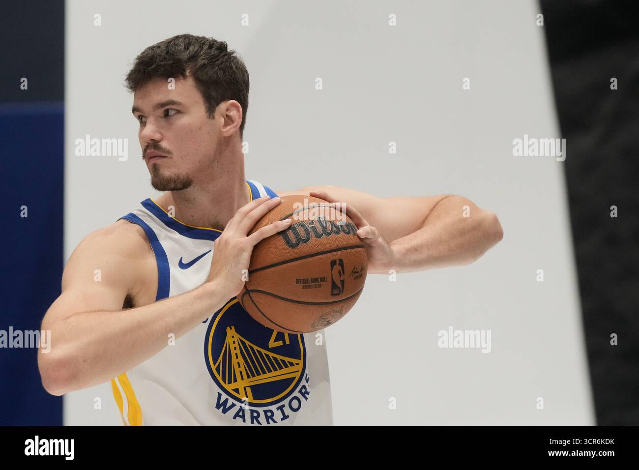 Golden State Warriors center Quinten Post poses for photos during the ...