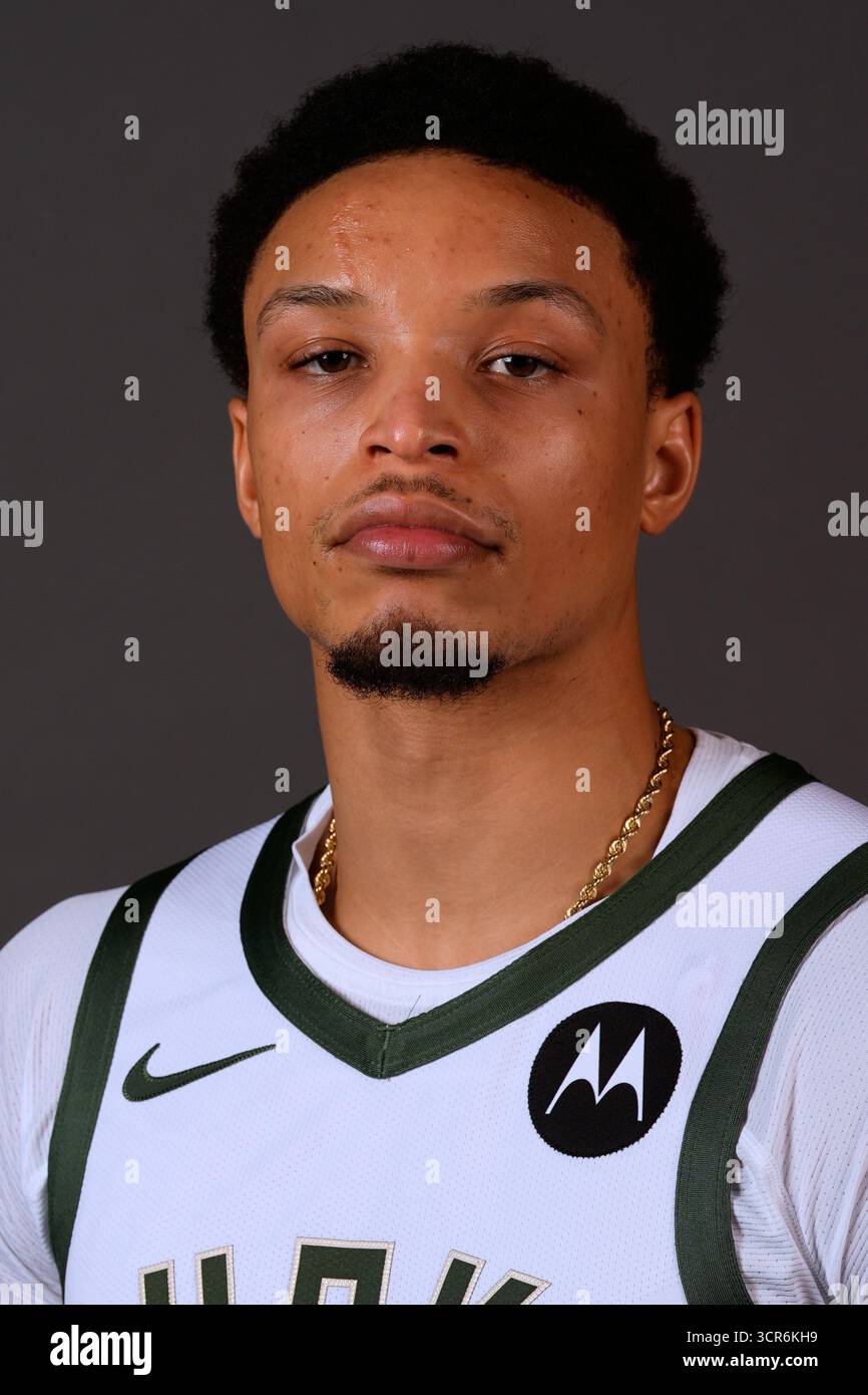 Milwaukee Bucks' Ryan Rollins poses for a photo during the team's NBA ...